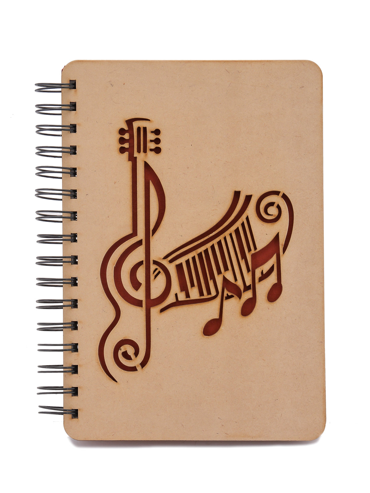 Guitar with Musical Notes | Wooden Diary | The Engraved Store