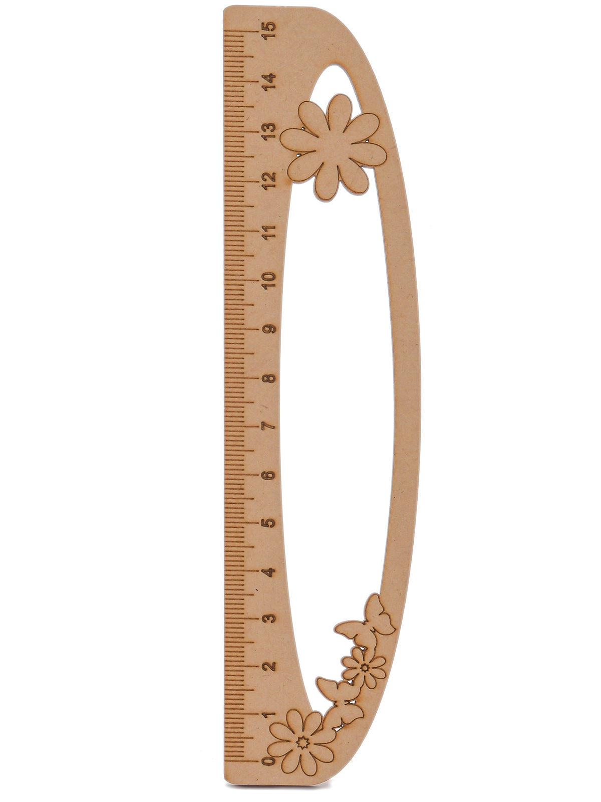 D Shape Flowers Wooden Ruler | Scale 15 CMS | The Engraved Store